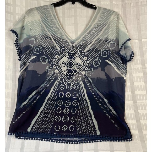Tribal Jeans | Tops | Tribal Jeans Women Top Blouse Size M Blue Short ...
